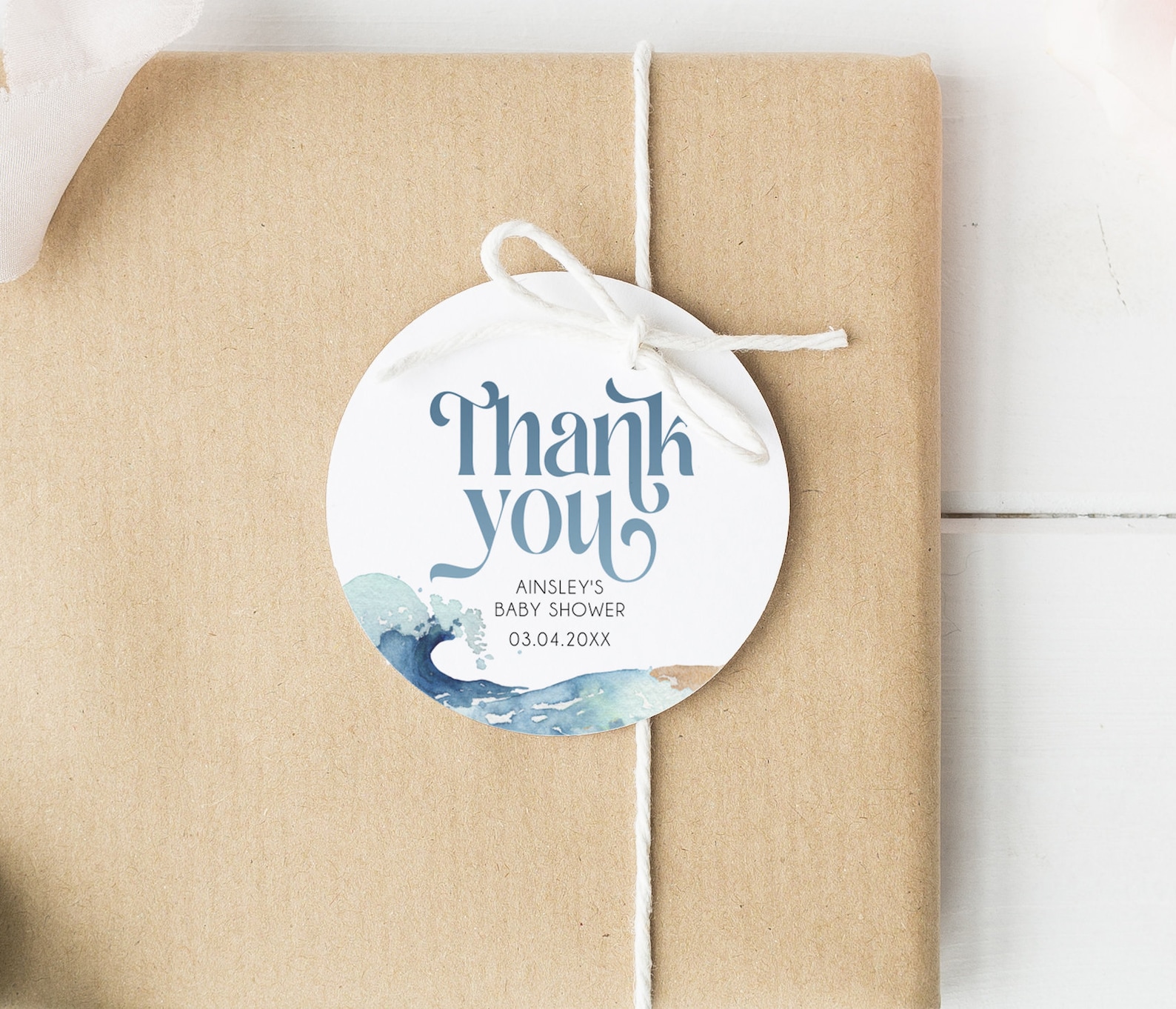 Ocean Thank You Gift Tag Template, Beach Themed Editable Favors, Surf ...