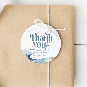 Ocean Thank You Gift Tag Template, Beach Themed Editable Favors, Surf ...