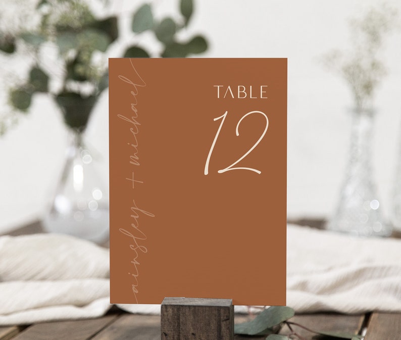 Terracotta Editable Table Numbers, Burnt Orange Wedding Table Cards ...