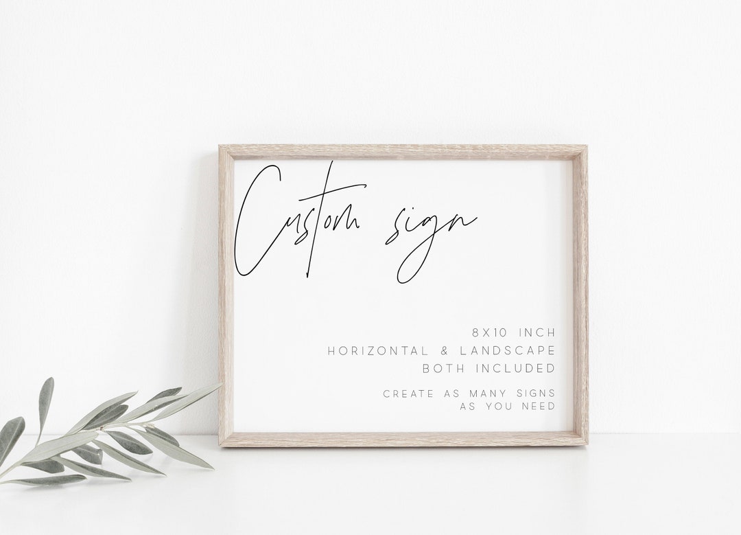 Minimalist Custom Sign Editable Template, Modern Wedding Editable Sign ...