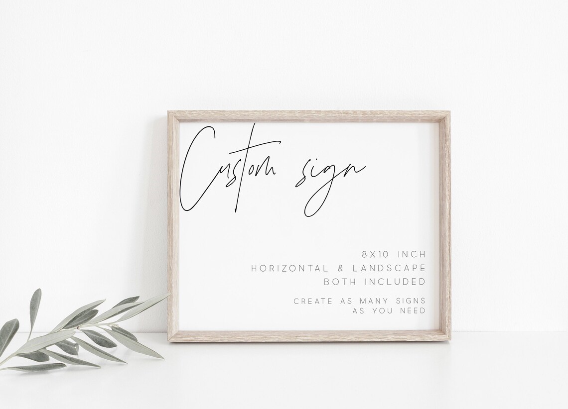 Minimalist Custom Sign Editable Template Modern Wedding | Etsy