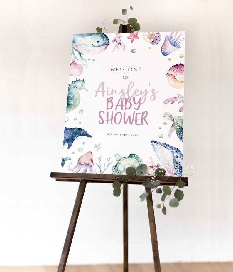 Ocean & Sea Welcome Sign Editable Template Ocean Baby Shower - Etsy