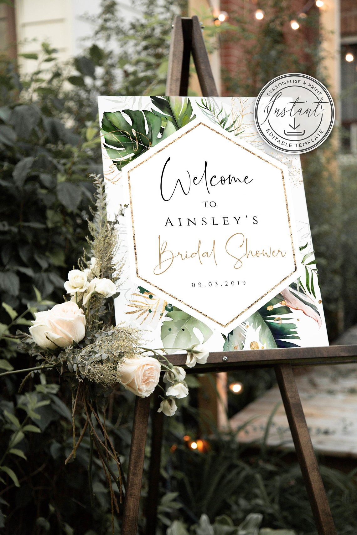 Tropical Welcome Sign Template Greenery Bridal Shower Sign - Etsy Australia