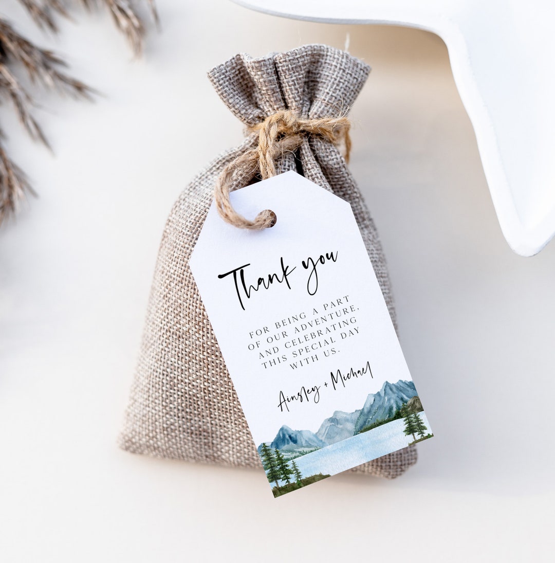 Mountain Wedding Thank You Gift Tag, Lake Wedding Favors, Instant ...