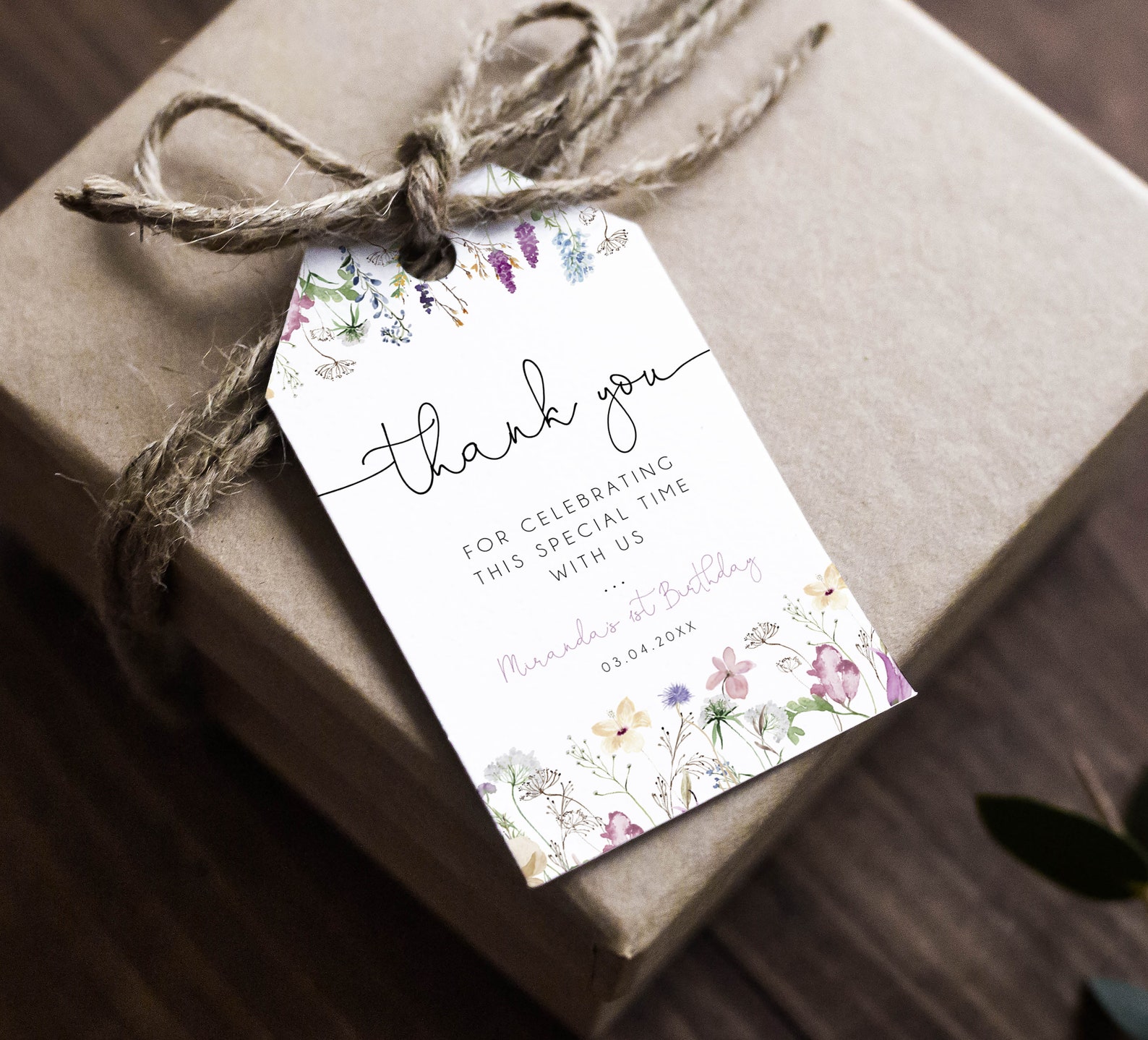 Wildflower Thank You Gift Tag Template Wildflower Girls - Etsy