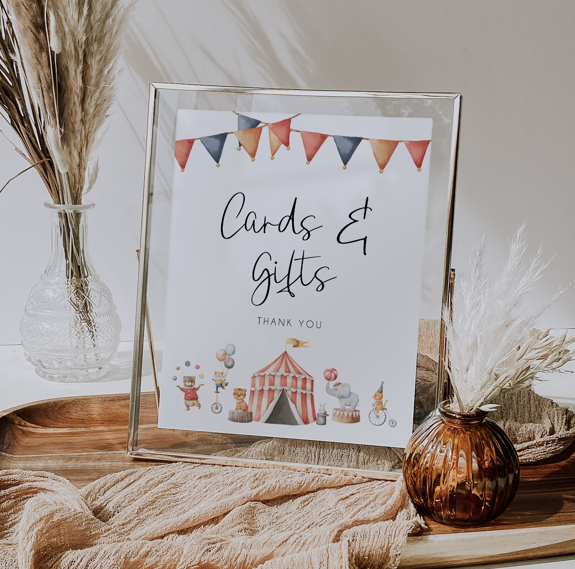 Circus Cards & Gifts Sign Template Circus Themed Birthday - Etsy