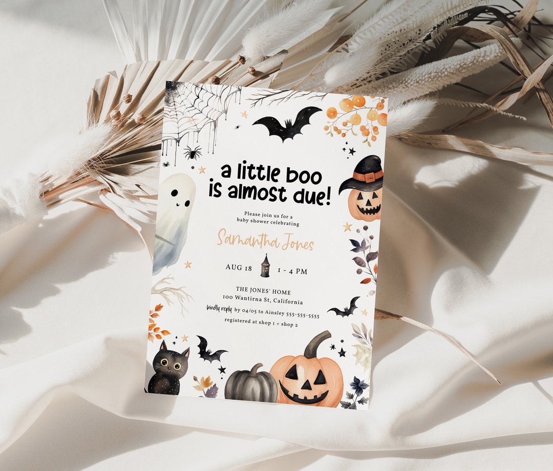 Halloween Baby Shower Editable Invitation, A Little Boo is Almost Due ...