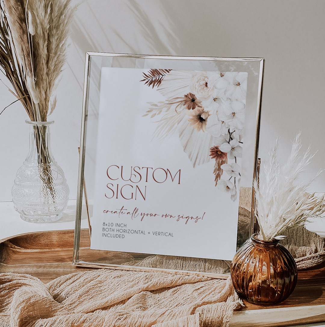 Boho Floral Fully Editable Wedding Custom Sign Template, Bohemian ...