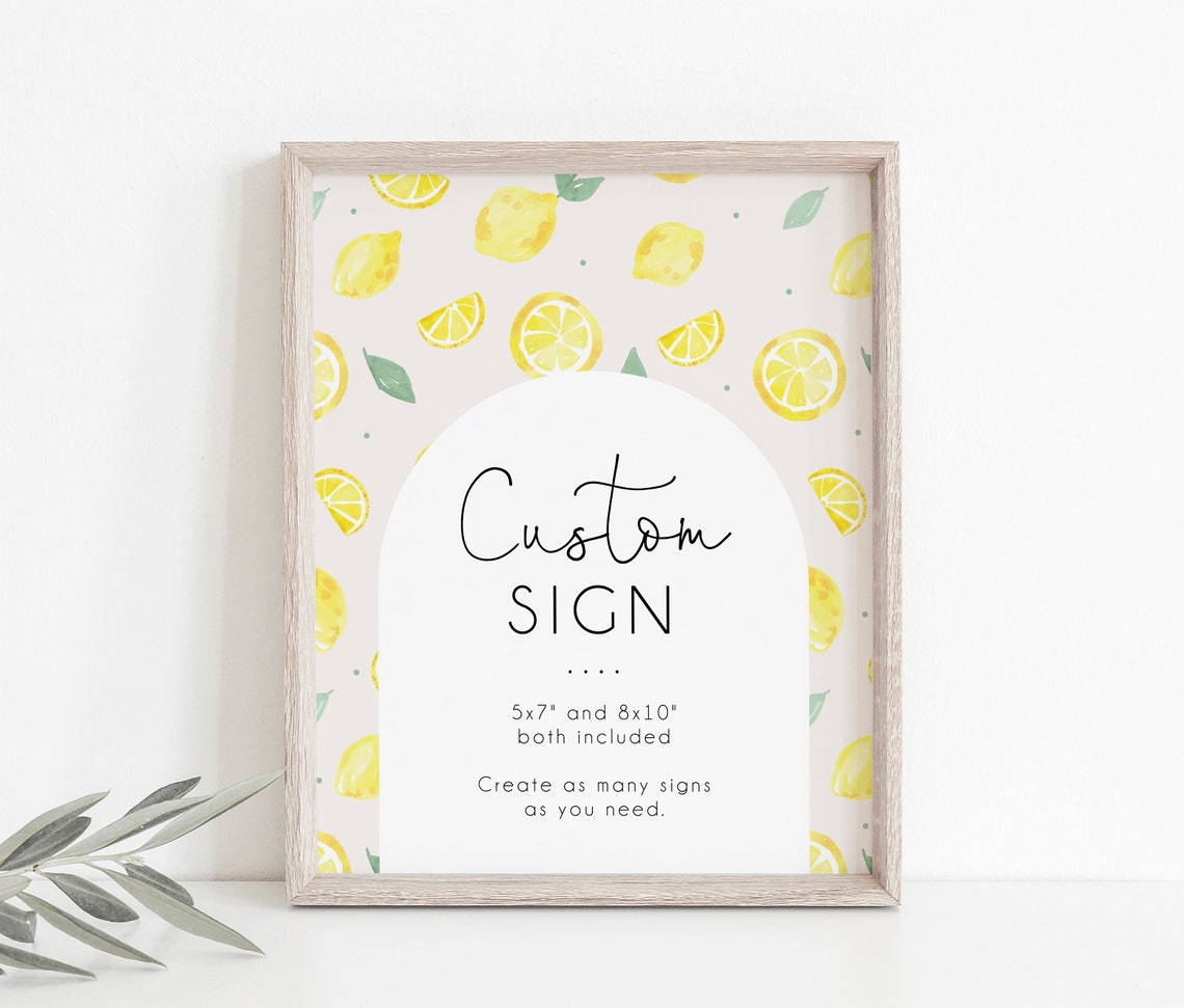 Lemon Custom Sign Template Editable Sign Template Citrus | Etsy