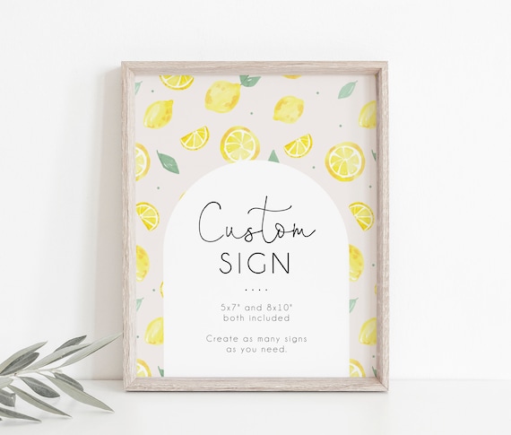 Lemon Custom Sign Template Editable Sign Template Citrus | Etsy