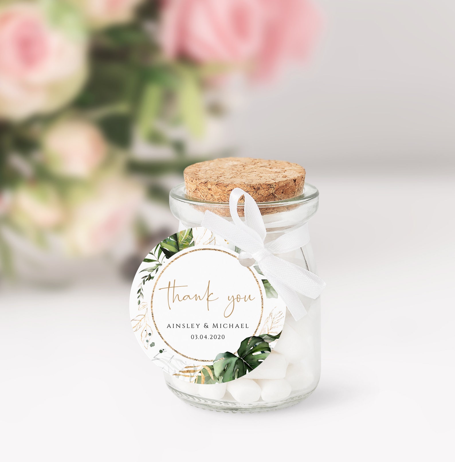 Tropical Wedding Round Favor Tag Editable Template, Circle Gift Tag ...