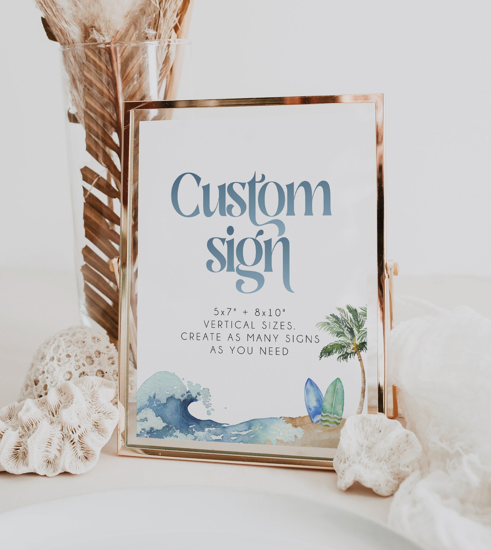 Beach & Surf Editable Custom Sign Template Surf Baby Shower | Etsy