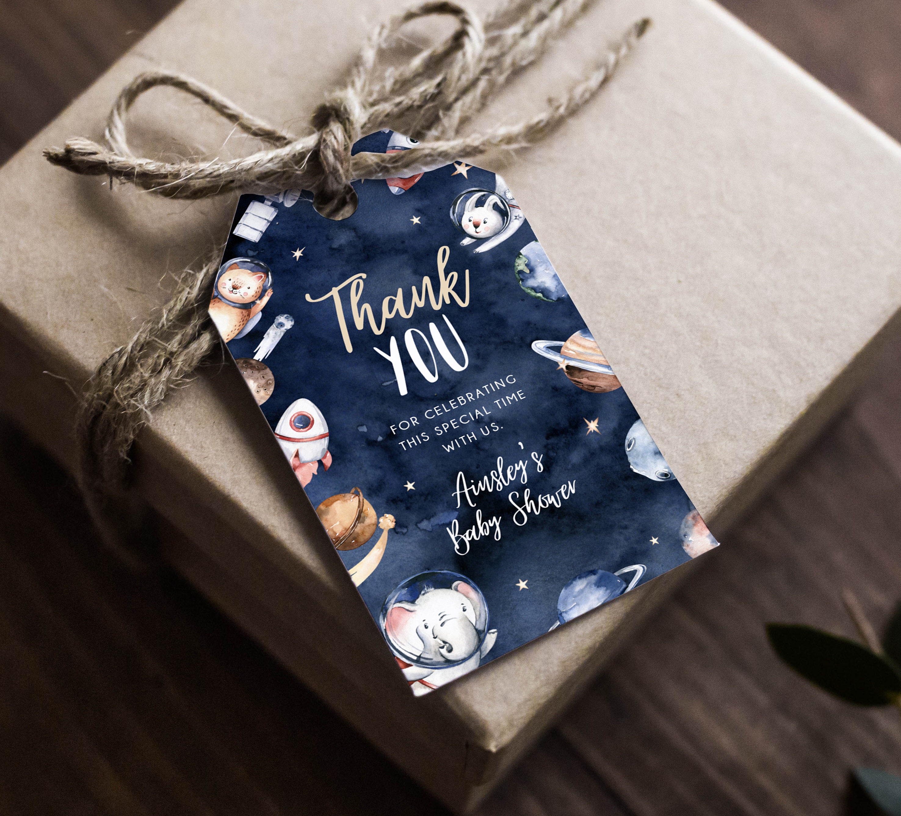 Space Gift Tag Template, Outer Space Thank You Favors Tag, We're Over ...