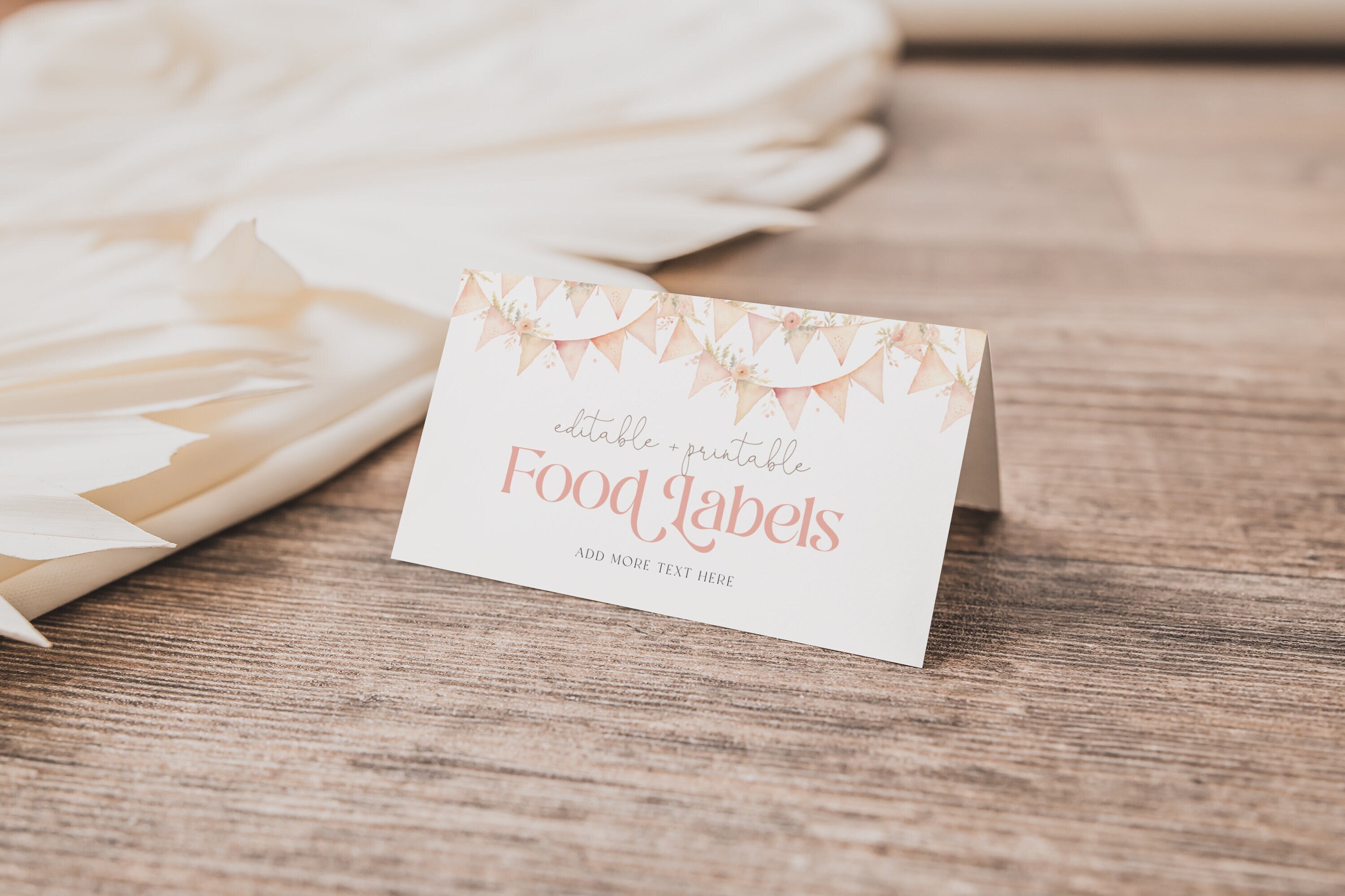 Pink Editable Food Label Place Cards, Ice Cream Themed Bridal Shower ...