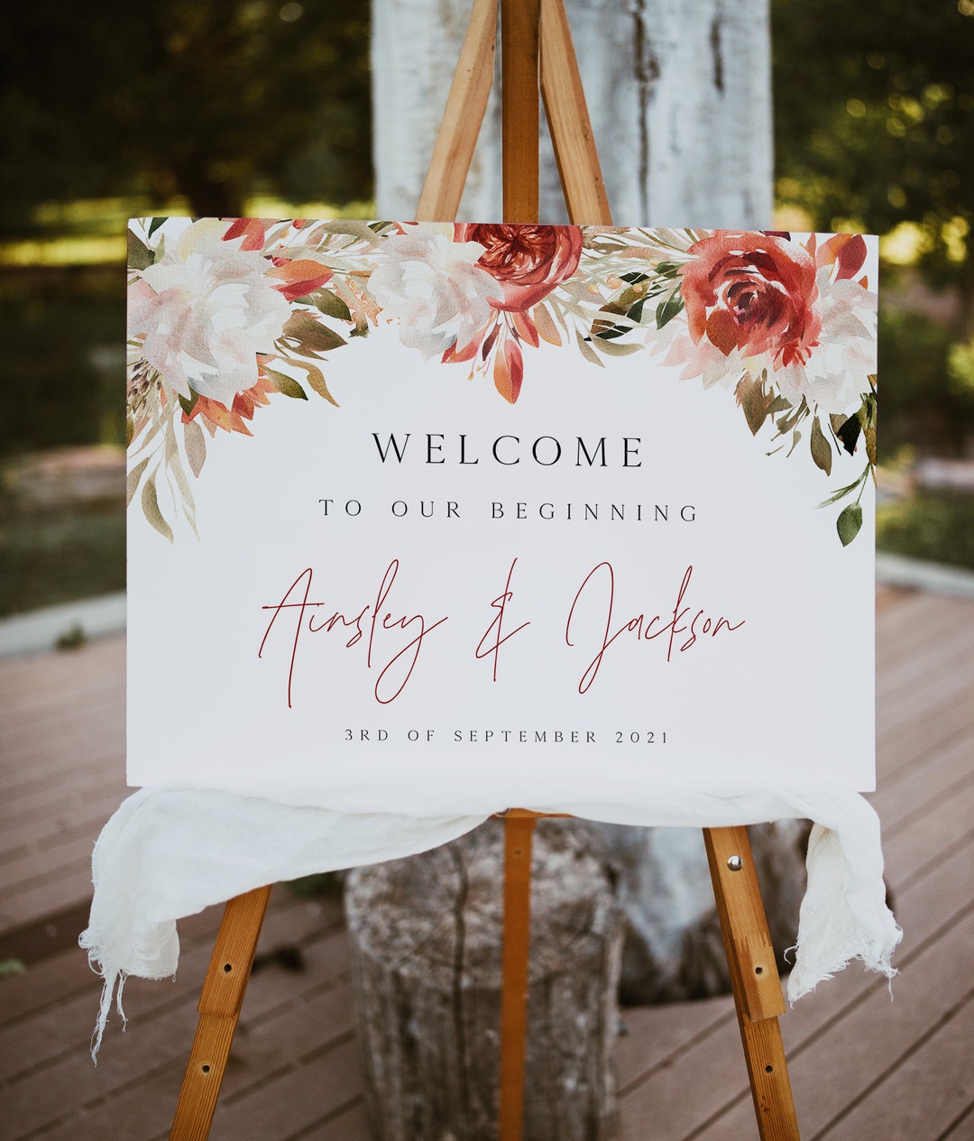 Rustic Fall Wedding Welcome Sign Editable Template, Autumn Wedding Sign ...