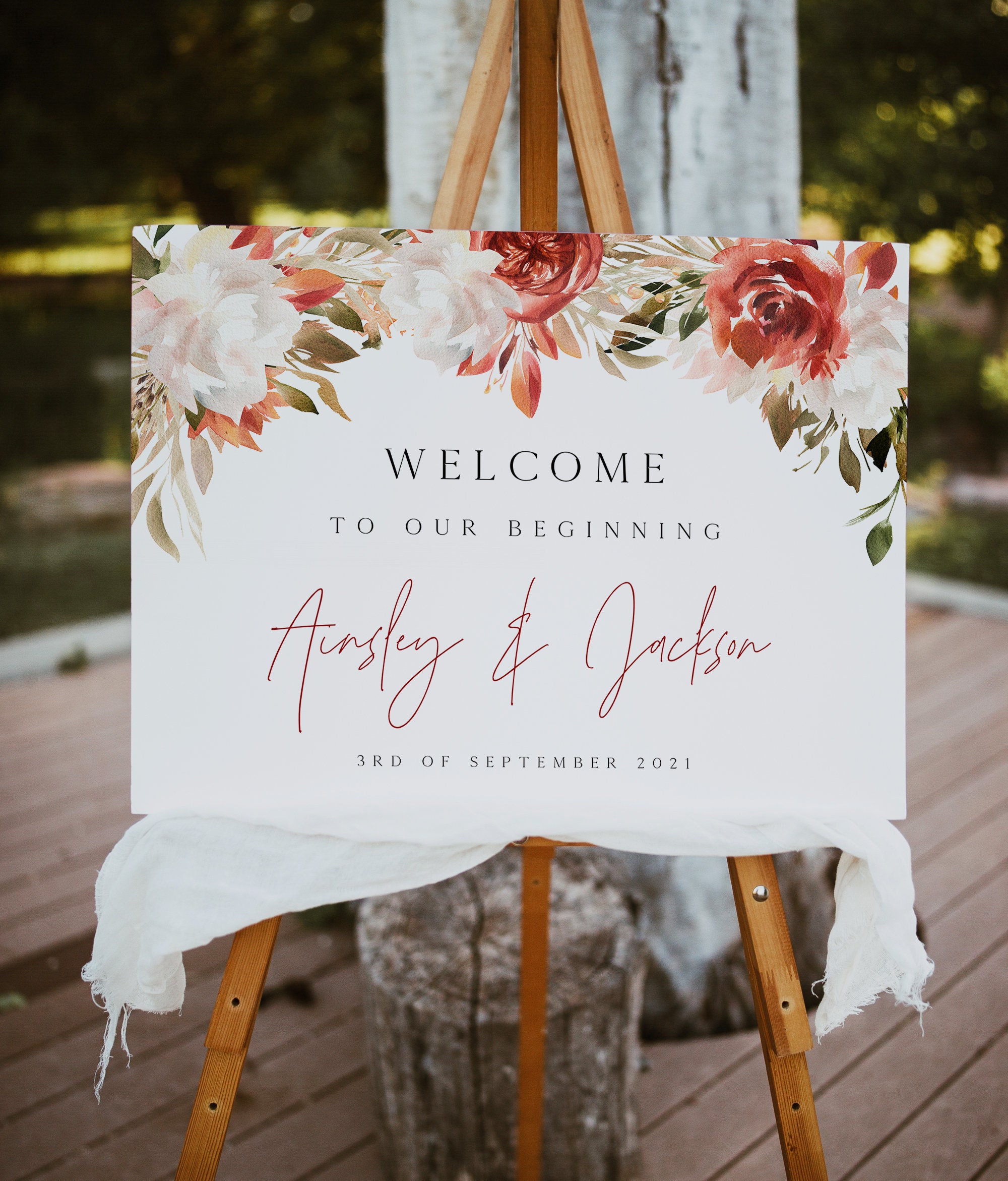 Rustic Fall Wedding Welcome Sign Editable Template Autumn | Etsy