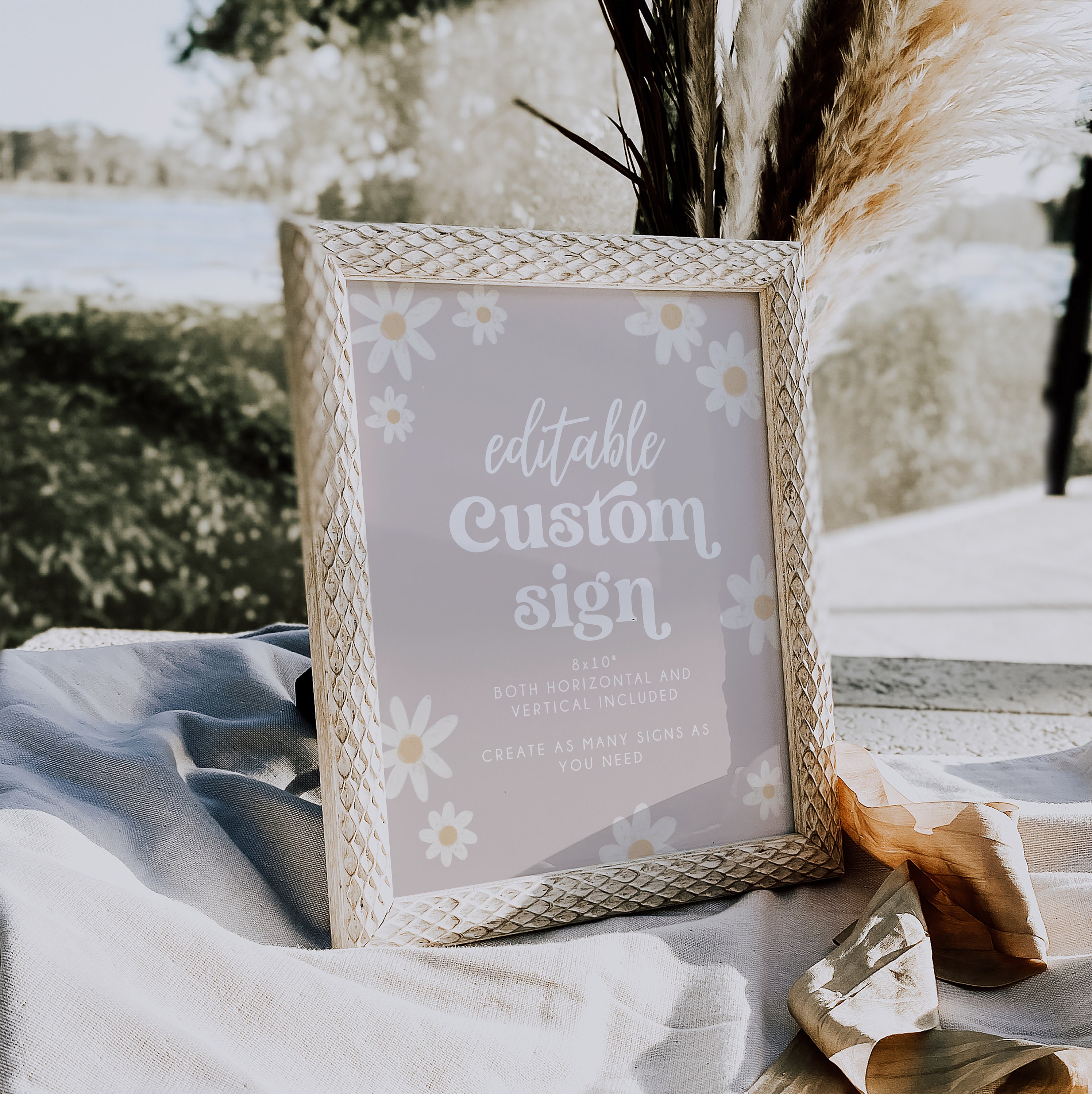 Daisy Custom Sign Template Bohemian Daisy Fully Editable - Etsy