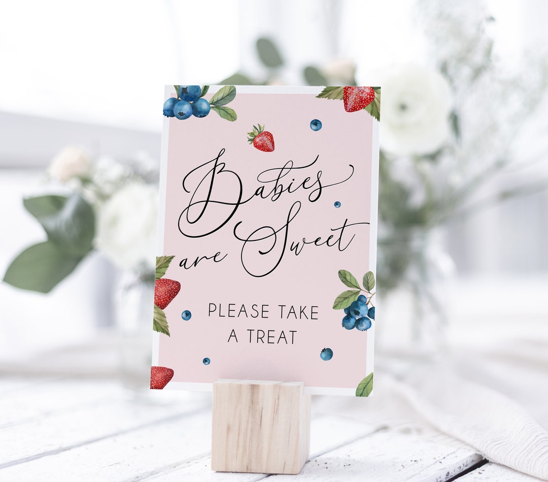 Strawberry Babies Are Sweet Editable Sign Template, Berry Sweet Baby ...