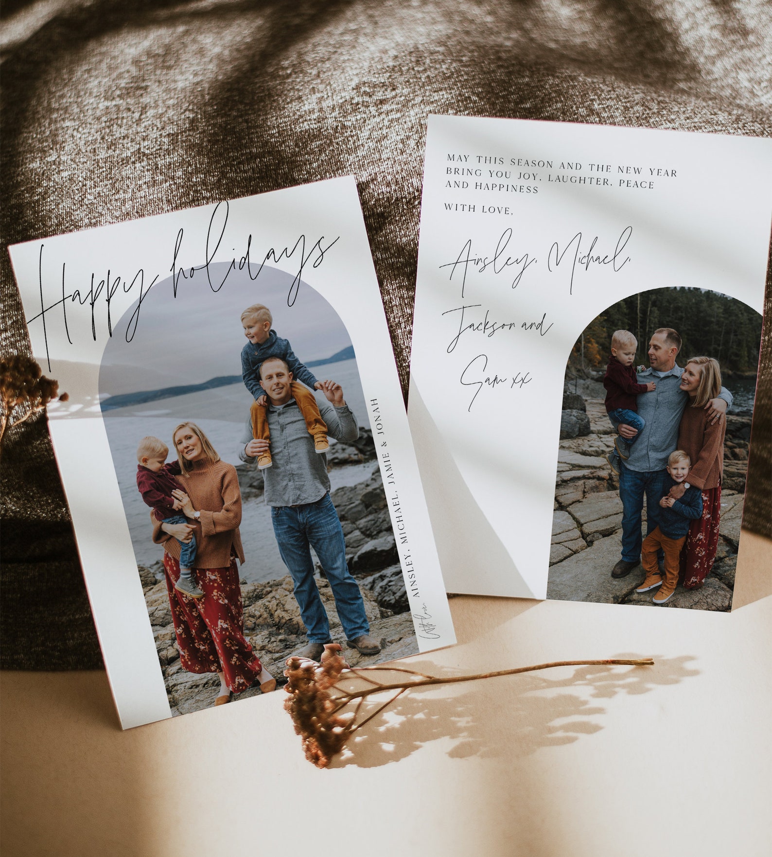 Modern Holiday Card With Arch Photo Minimalist Photo | Etsy