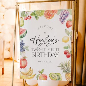 Two-tti Frutti Birthday Welcome Sign Template, Fruit Themed Birthday ...