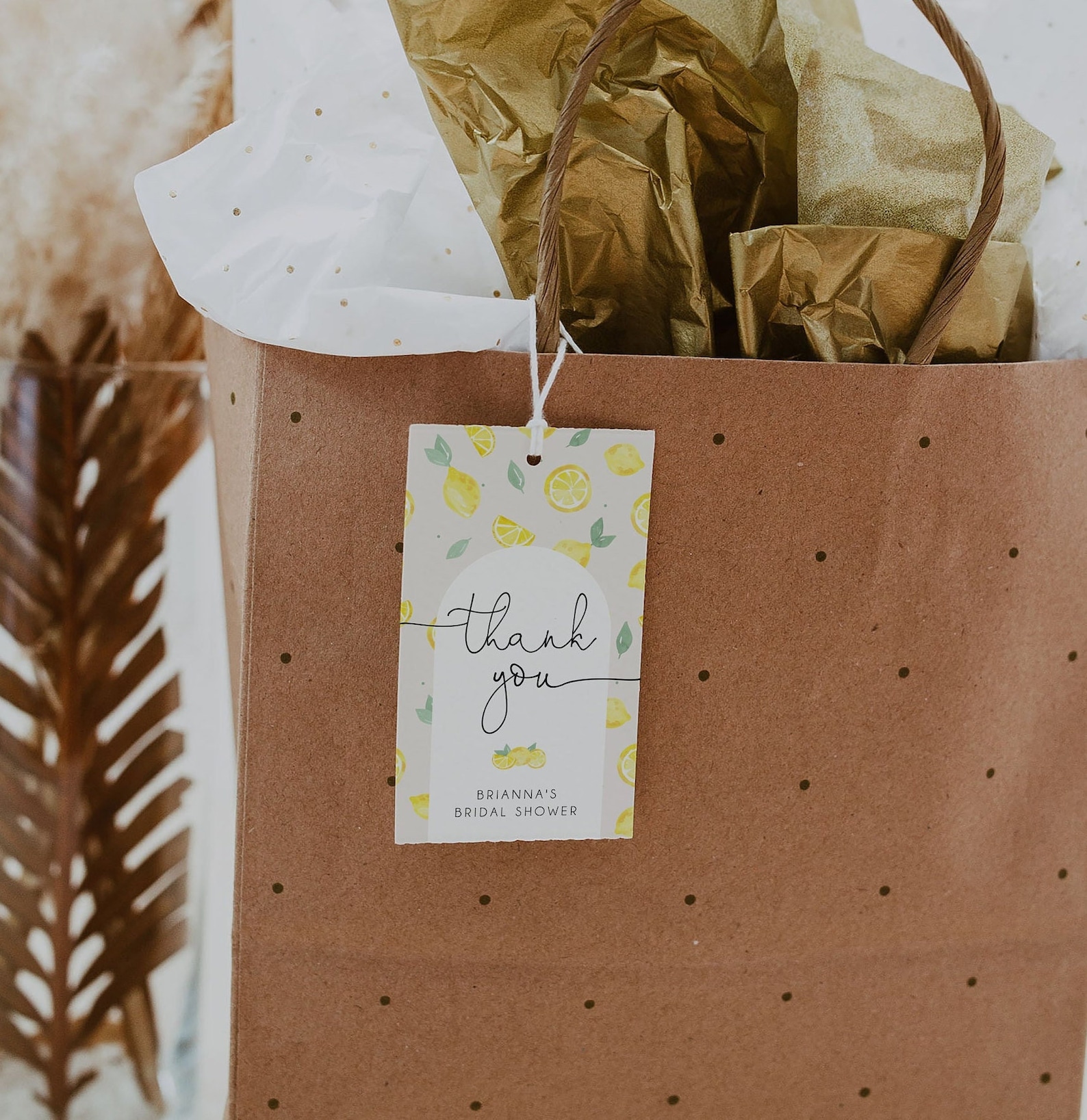 Lemon Thank You Gift Tag Template Citrus Bridal Shower | Etsy