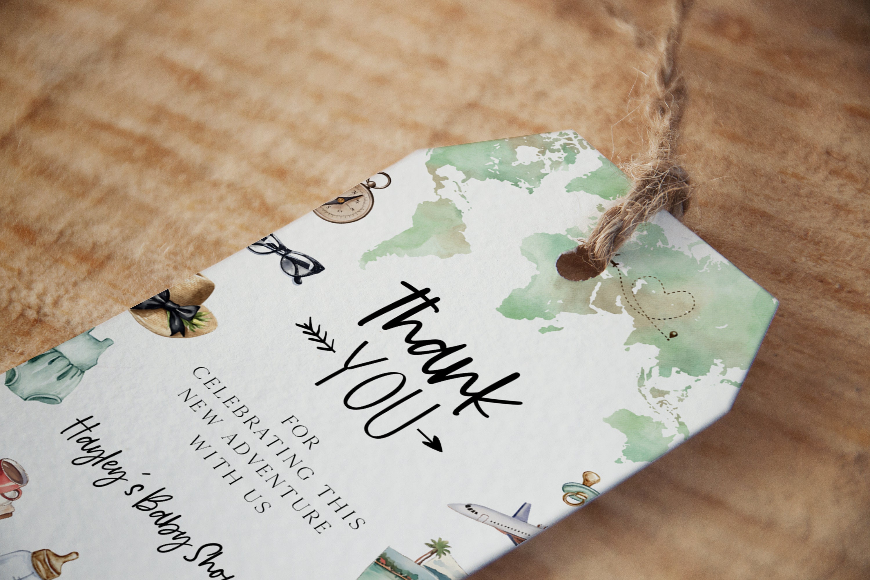 Adventure Awaits Baby Shower Thank You Gift Tag, Travel Themed Favors ...