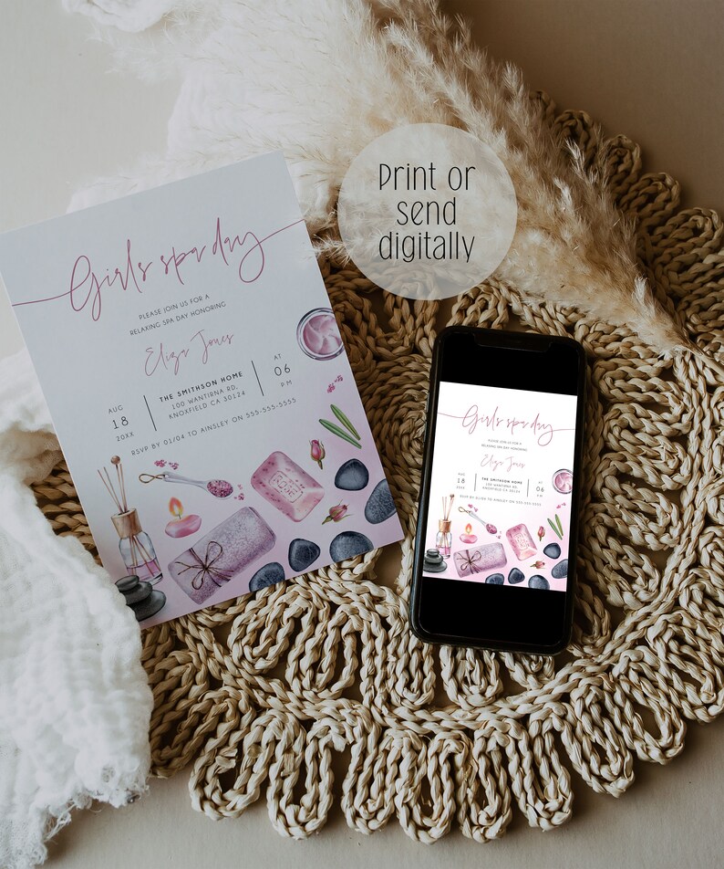 Girls Spa Night Invitation Template Girls Pamper Party - Etsy