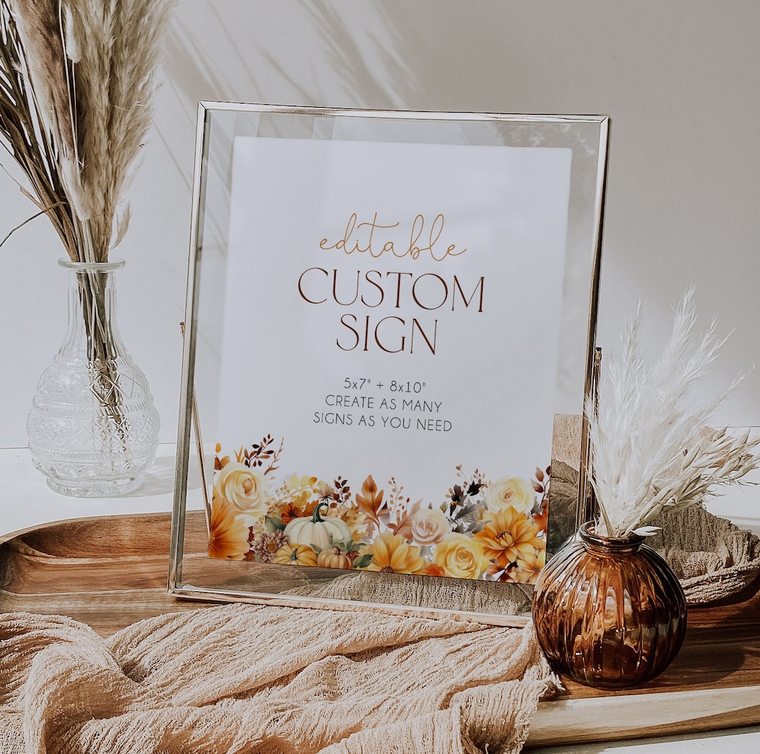 Fall Themed Editable Sign Template, Autumn Custom Sign Template, Fall ...