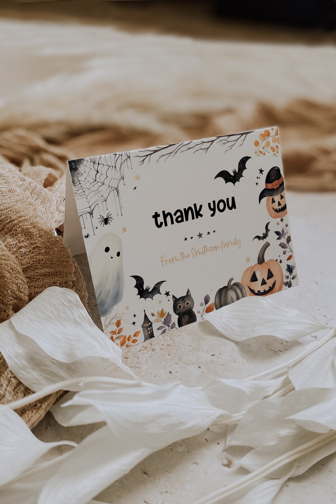 Halloween Thank You Printable Card, Halloween Baby Shower Thank You ...