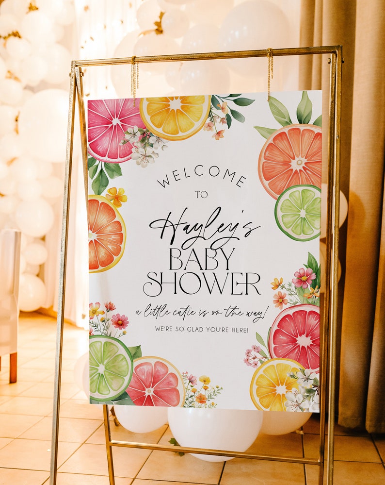 Citrus Welcome Baby Shower Sign, Citrus Baby Shower Editable Welcome ...