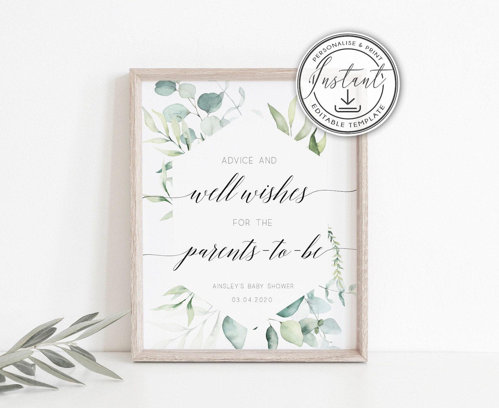 Greenery Advice & Well Wishes for the Parents-to-be Sign | Etsy