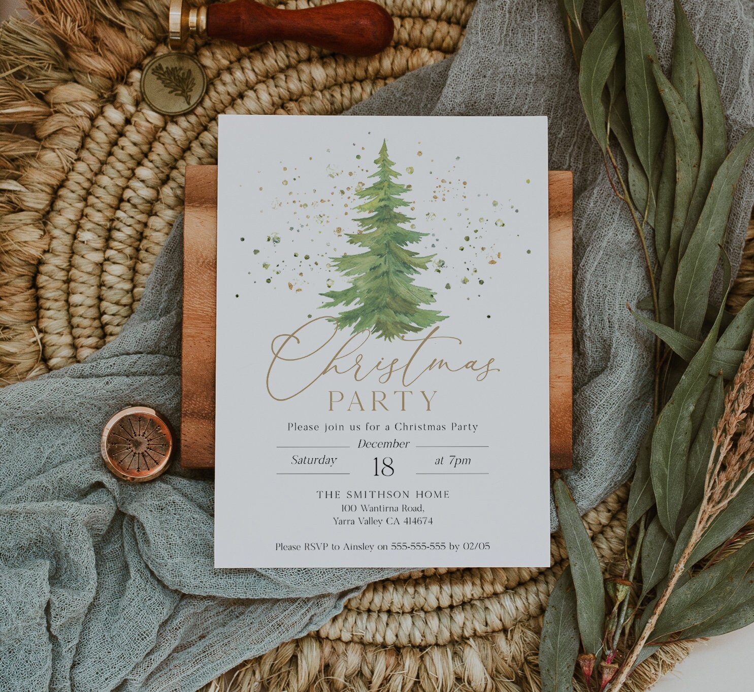 Holiday Christmas Party Invitation Christmas Tree Invitation - Etsy
