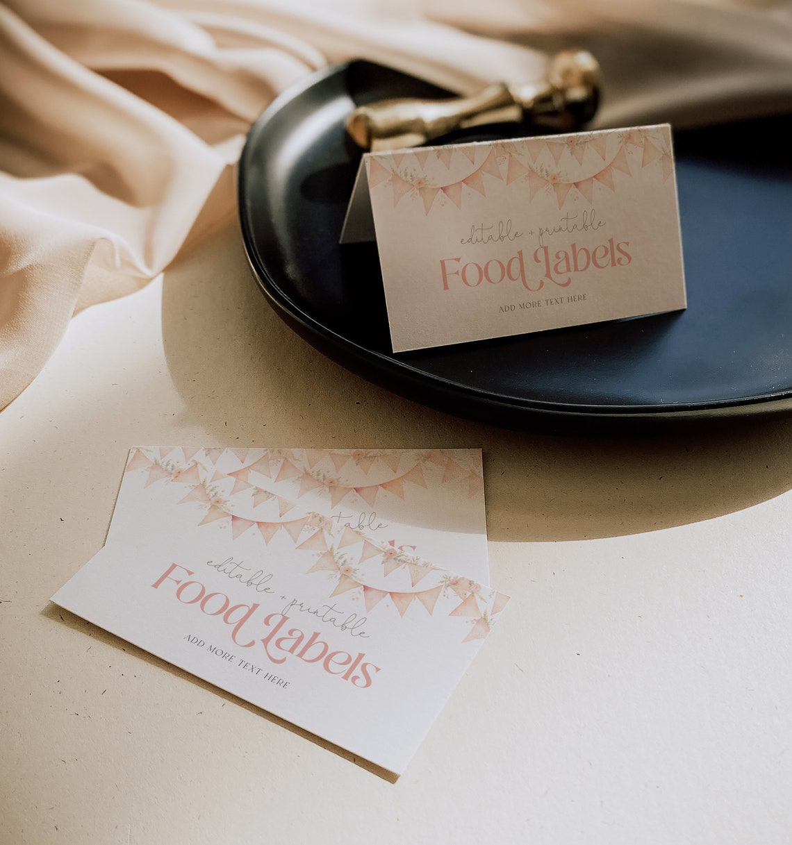 Pink Editable Food Label Place Cards, Ice Cream Themed Bridal Shower ...