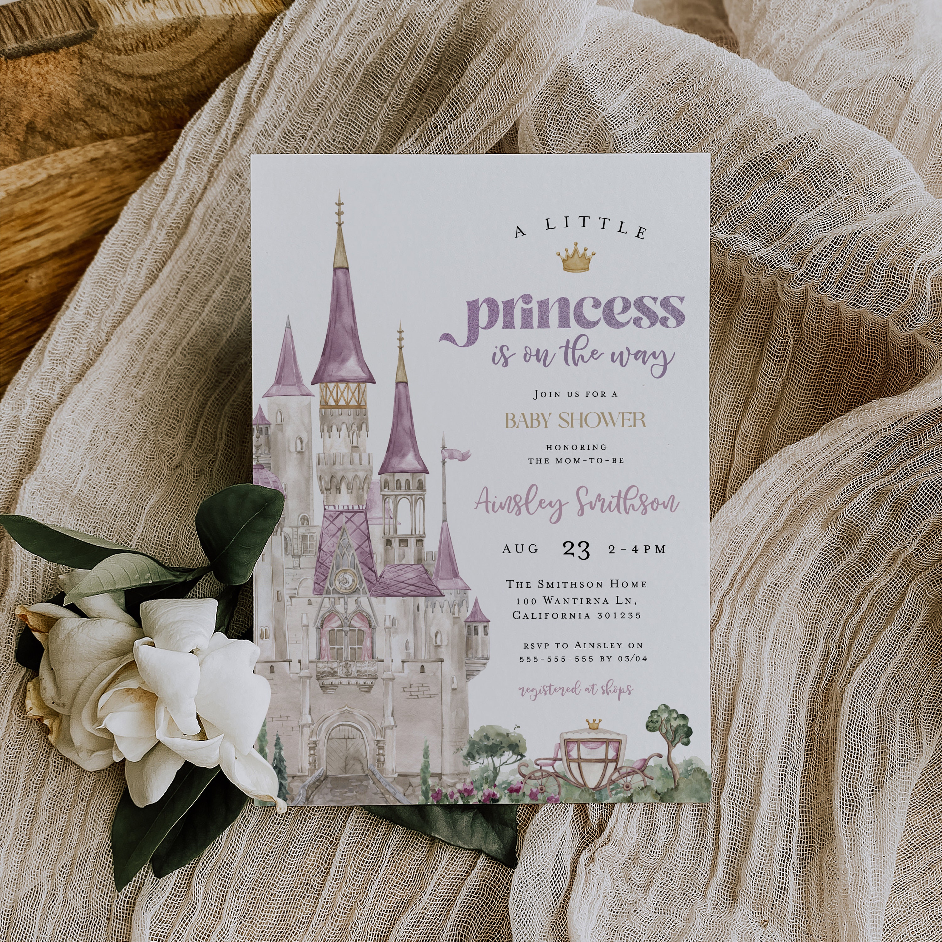 Princess Baby Shower Invitation Template, Little Princess Baby Shower ...