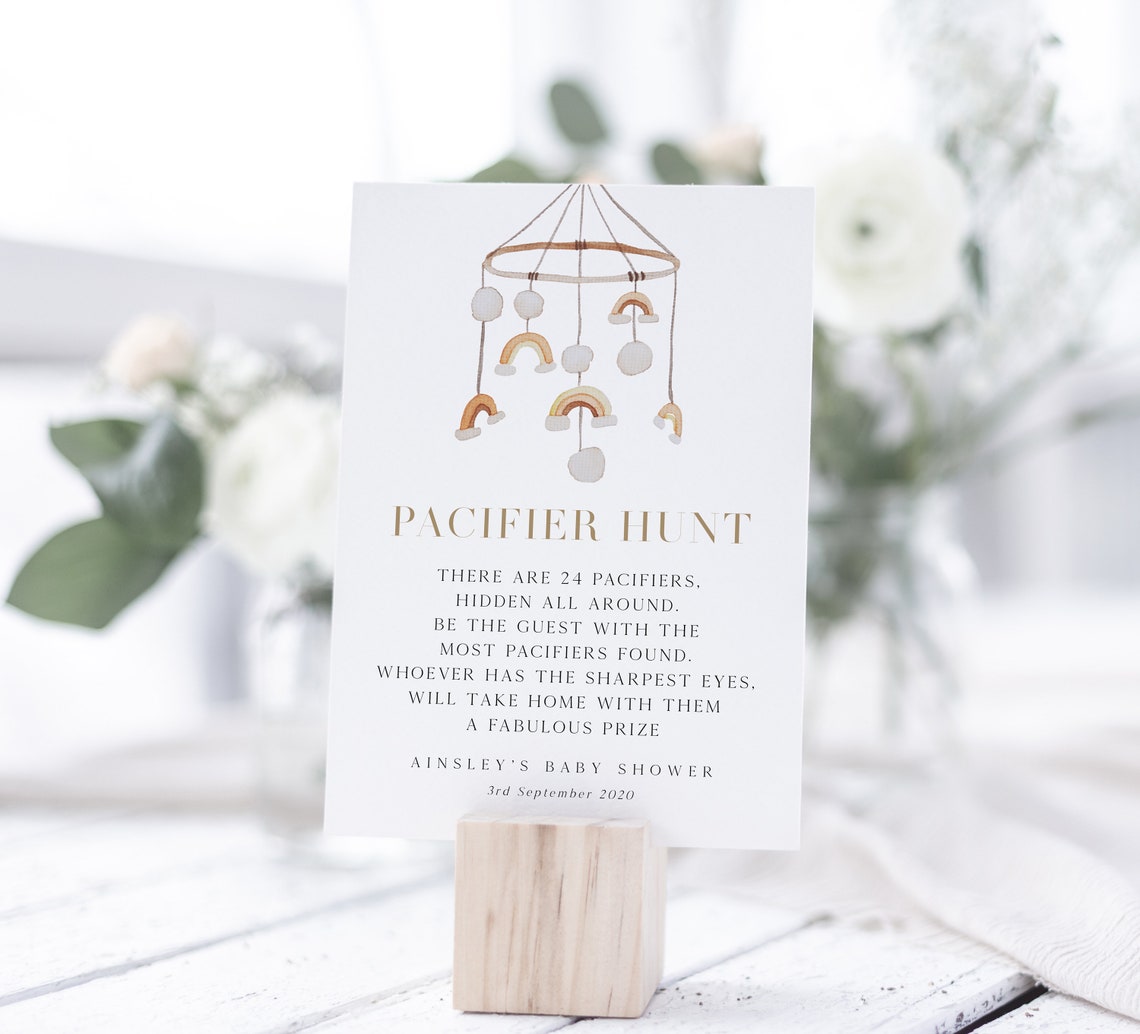 Minimalist Pacifier Hunt Sign Template Modern Baby Shower - Etsy
