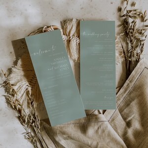 Green Minimalist Wedding Program Editable Template, Modern Eucalyptus ...