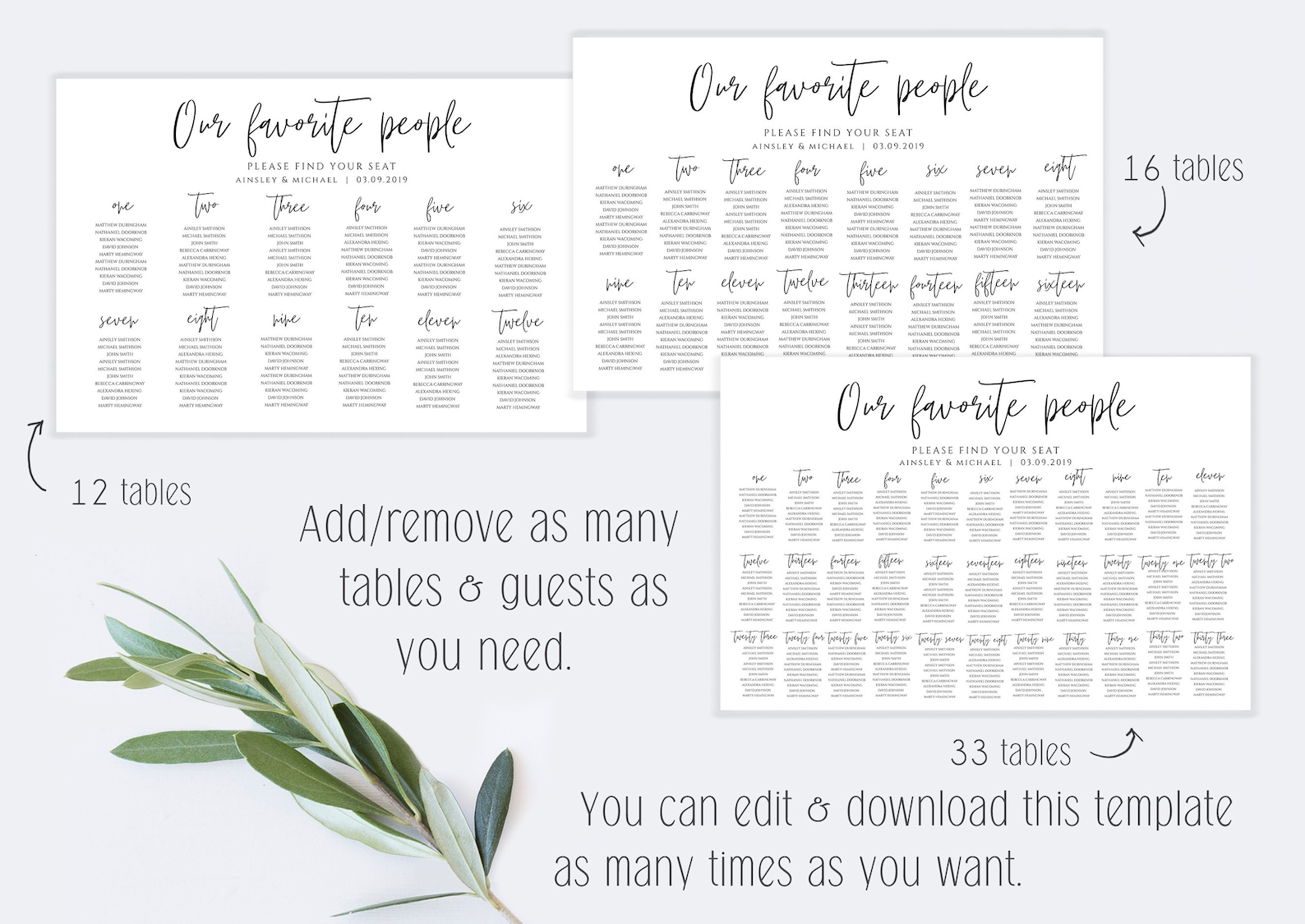 Wedding Seating Chart Poster Template Editable Our Favorite - Etsy