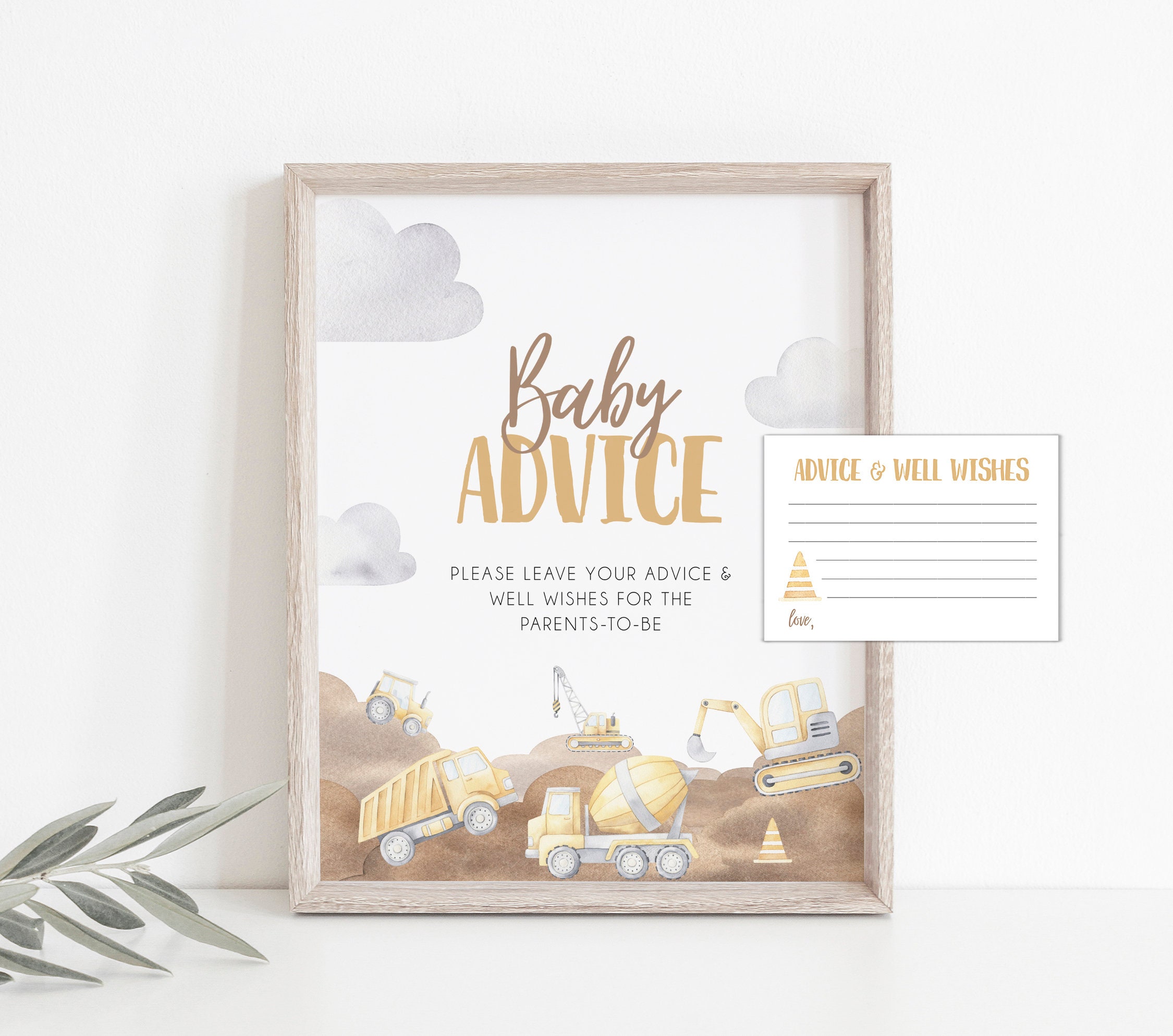 Baby Advice Sign Template, Baby Under Construction Editable Sign, Truck ...