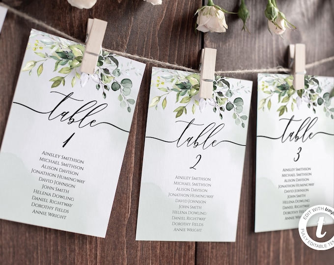 Rustic Seating Chart Template, Rustic Seating Cards, Rustic Seating ...