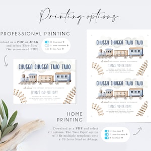 Chugga Chugga Two Two Birthday Invitation, Train Second Birthday ...