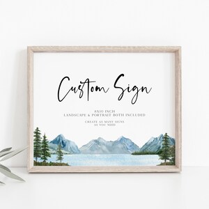 Mountain Custom Sign Sign Editable Template, Personalised Wedding Sign ...