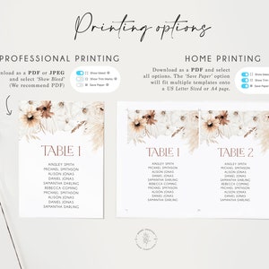 Boho Floral Wedding Seating Chart Template, Bohemian Wedding Seating ...