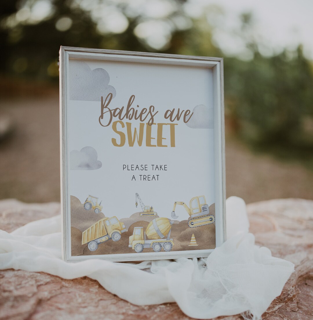 Babies Are Sweet Sign Template, Baby Under Construction Editable Favors ...