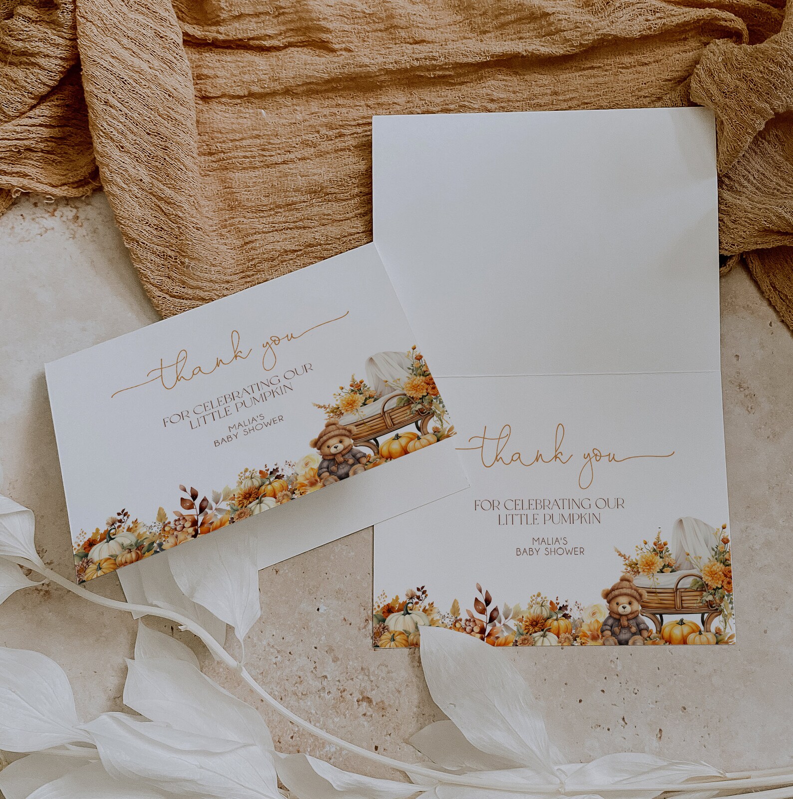 Fall Baby Shower Thank You Card, Fall Baby Shower Thank You Note ...