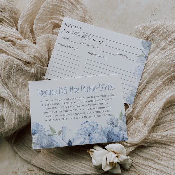 Blue Recipe Card - Etsy