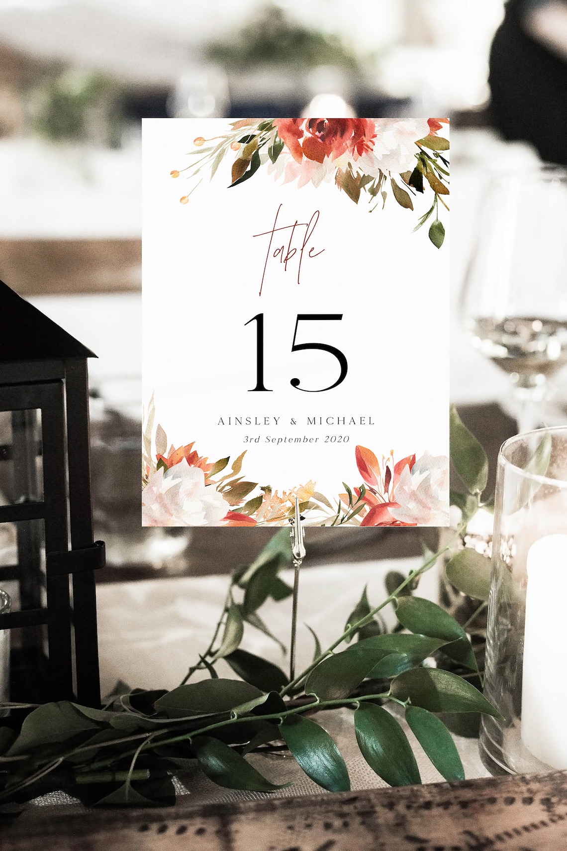 Rustic Fall Table Numbers Sign Template Autumn Wedding Table - Etsy