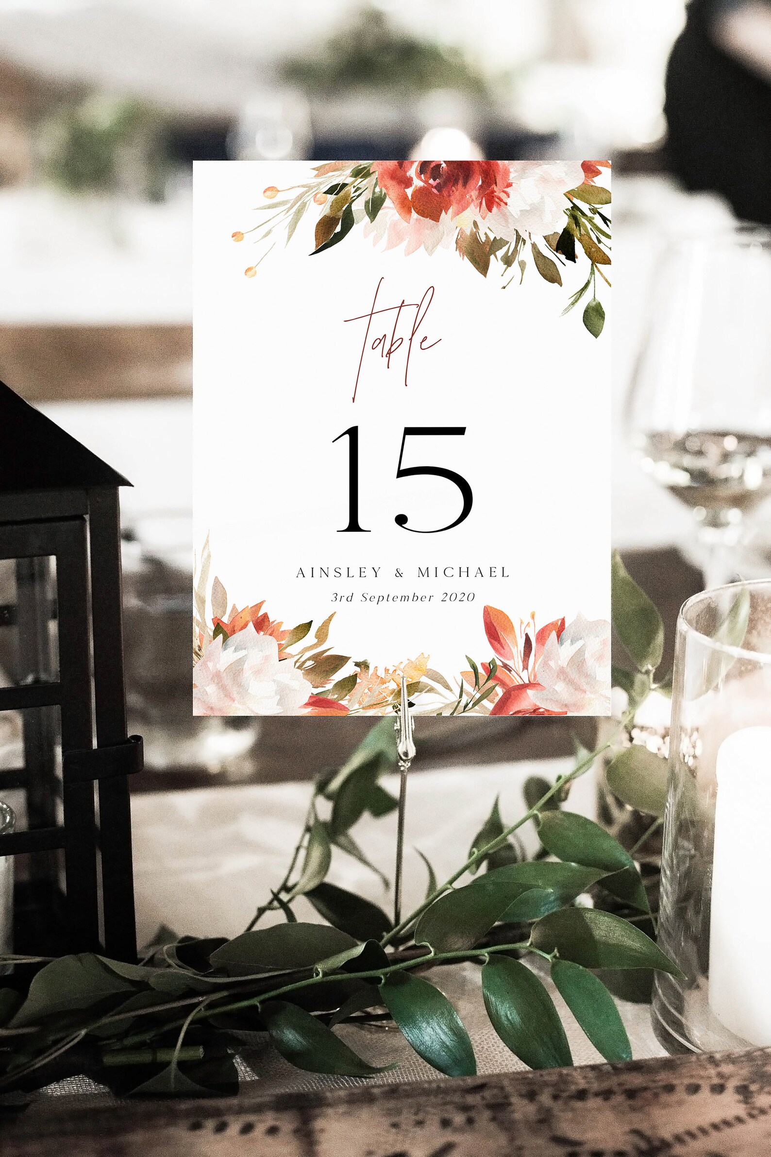 Rustic Fall Table Numbers Sign Template Autumn Wedding Table | Etsy