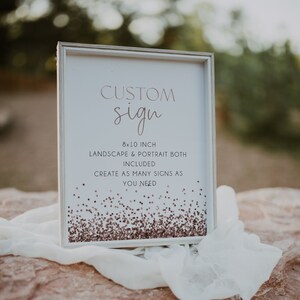 Rose Gold Custom Sign Template, Create Your Own Signs, Blush Bridal ...