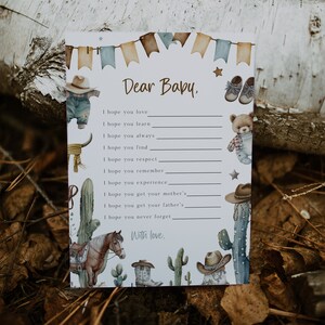 Cowboy Dear Baby Editable Template, Western Wishes for Baby Card, Rodeo ...