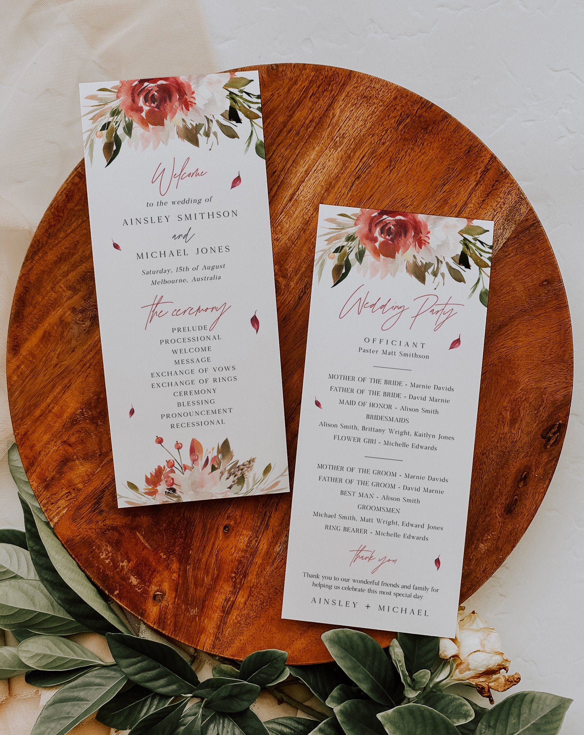 Rustic Fall Wedding Program Editable Template, Autumn Wedding Program ...